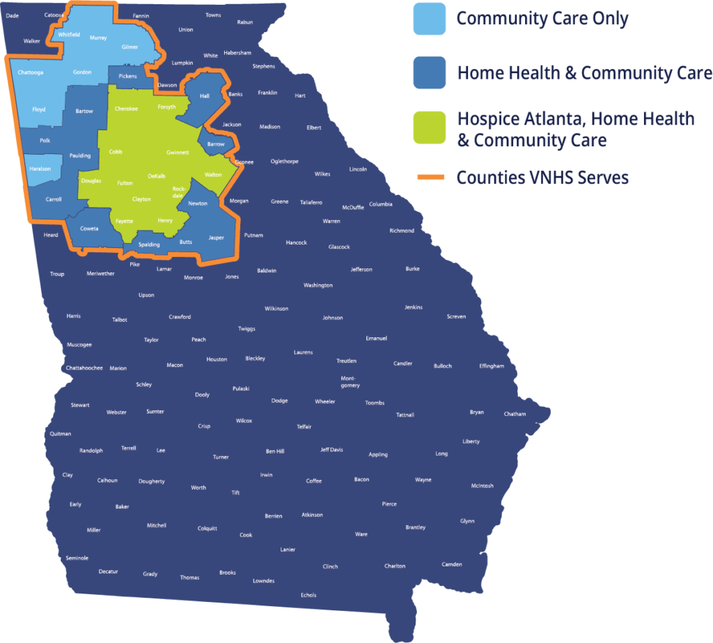 Locations and Service Area - Visiting Nurse Health System | Georgia’s ...